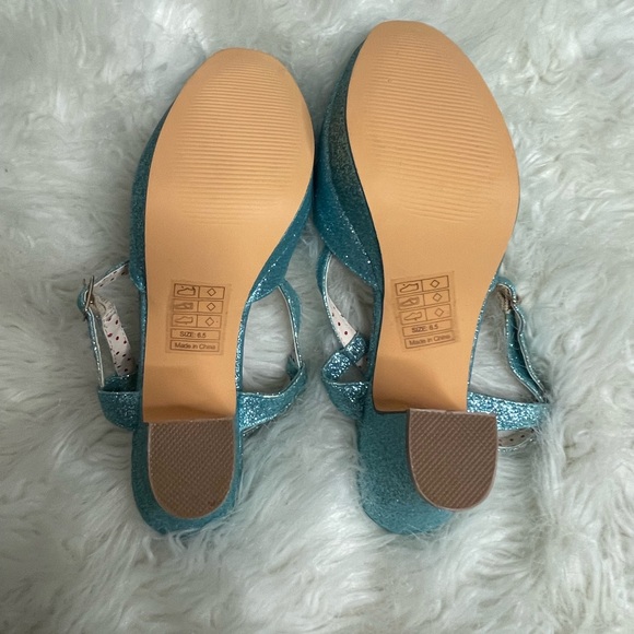 B.A.I.T | Shoes | Bait Blue Glitter Strappy Peep Toe Heels Size 65 ...